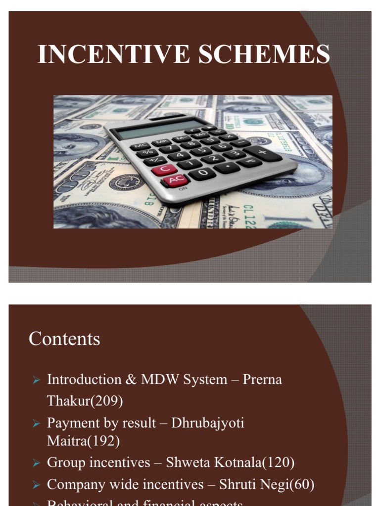 Incentives Scheme | PDF | Piece Work | Incentive