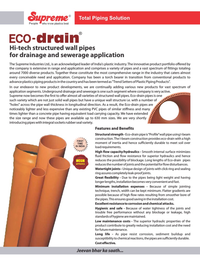 15 Ecodrain Hi Tech Structured Wall Pipes PDF | PDF | Sanitary Sewer ...