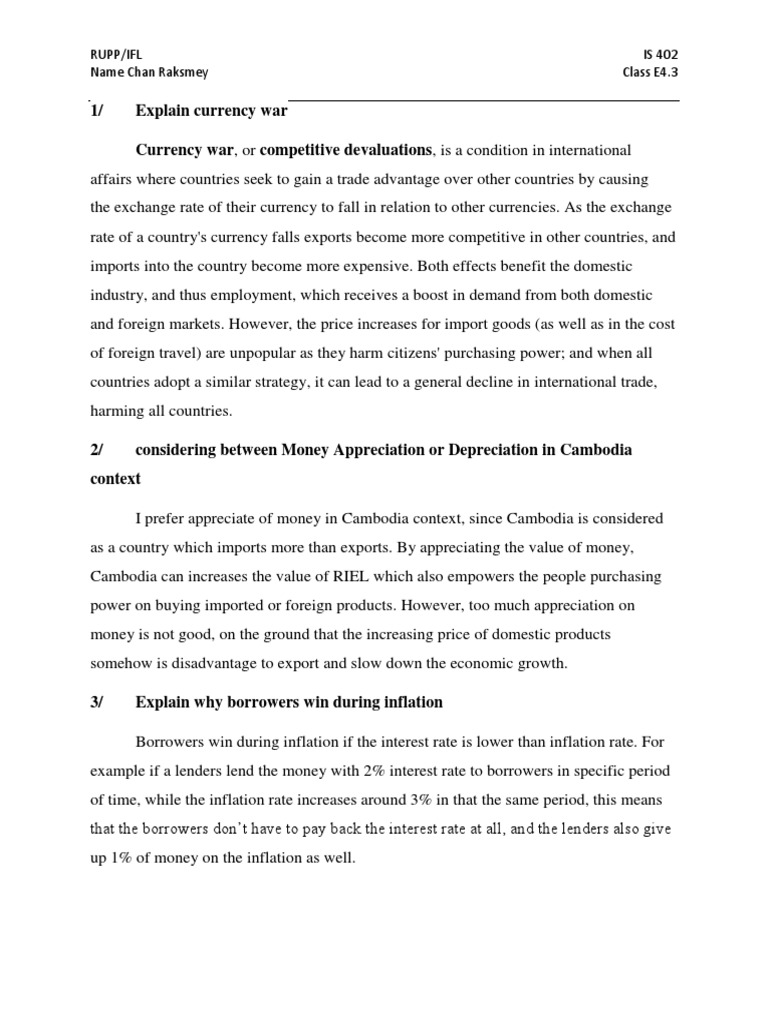 1/ Explain Currency War Currency War, or Competitive Devaluations, Is A ...