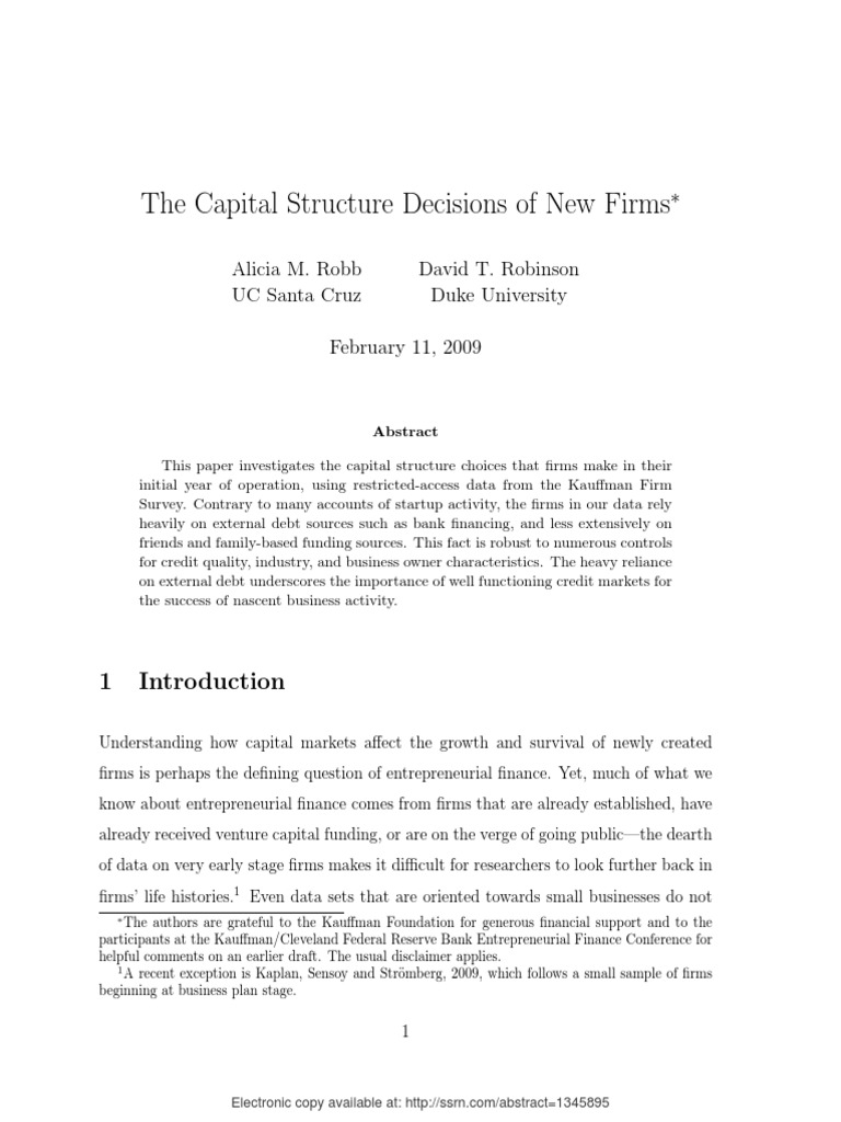 Harvard Paper On Capital Structure | PDF | Capital Structure | Debt