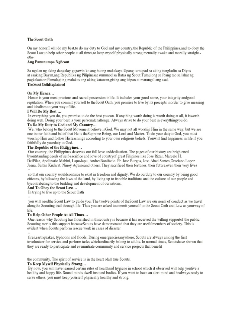 The Scout Oath | PDF | Youth Organizations | Outdoor Recreation