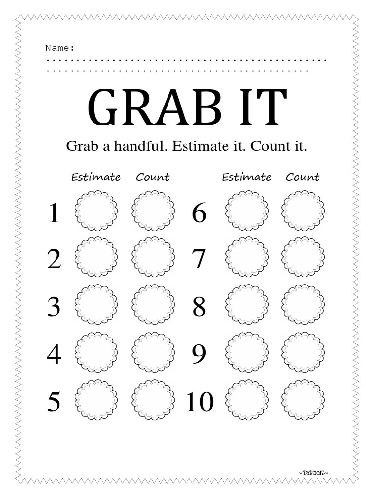 Grab A Handful. Estimate It. Count It | PDF | Games & Activities