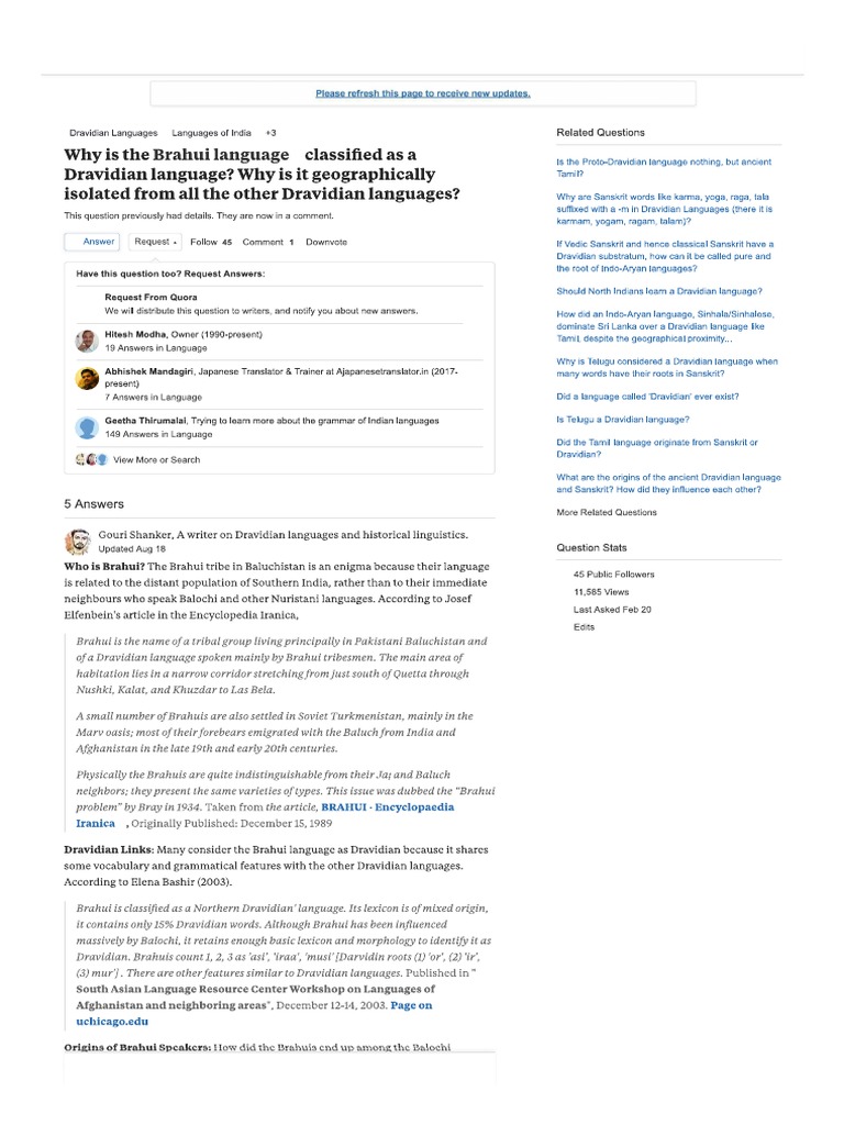 Brahui Language .The Other Dravidian Languages PDF | PDF | Language ...
