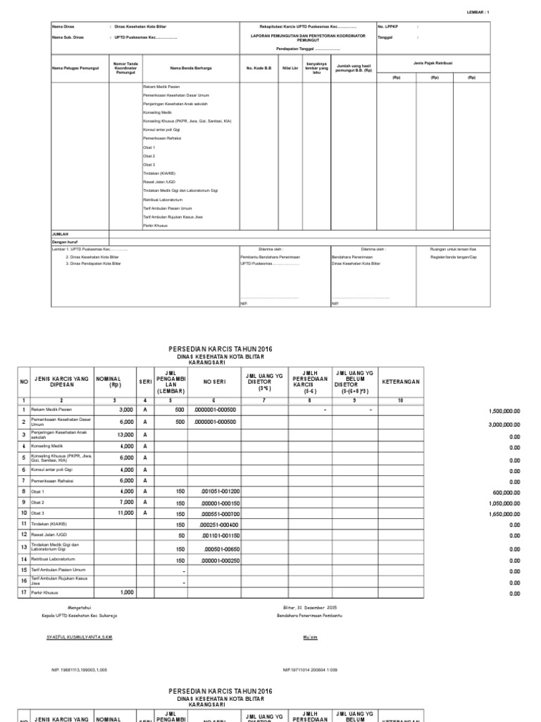 Rekap Bon Karcis Pustu | PDF