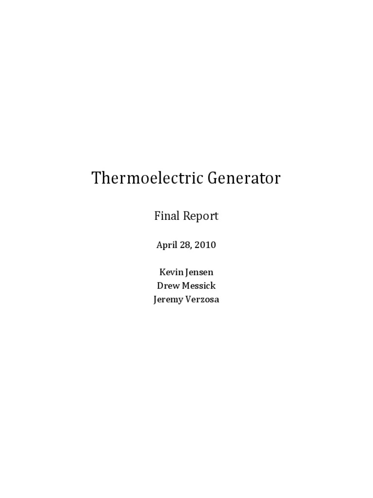 Thermoelectric Generatorn Final Report PDF | PDF | Boiler | Electric ...