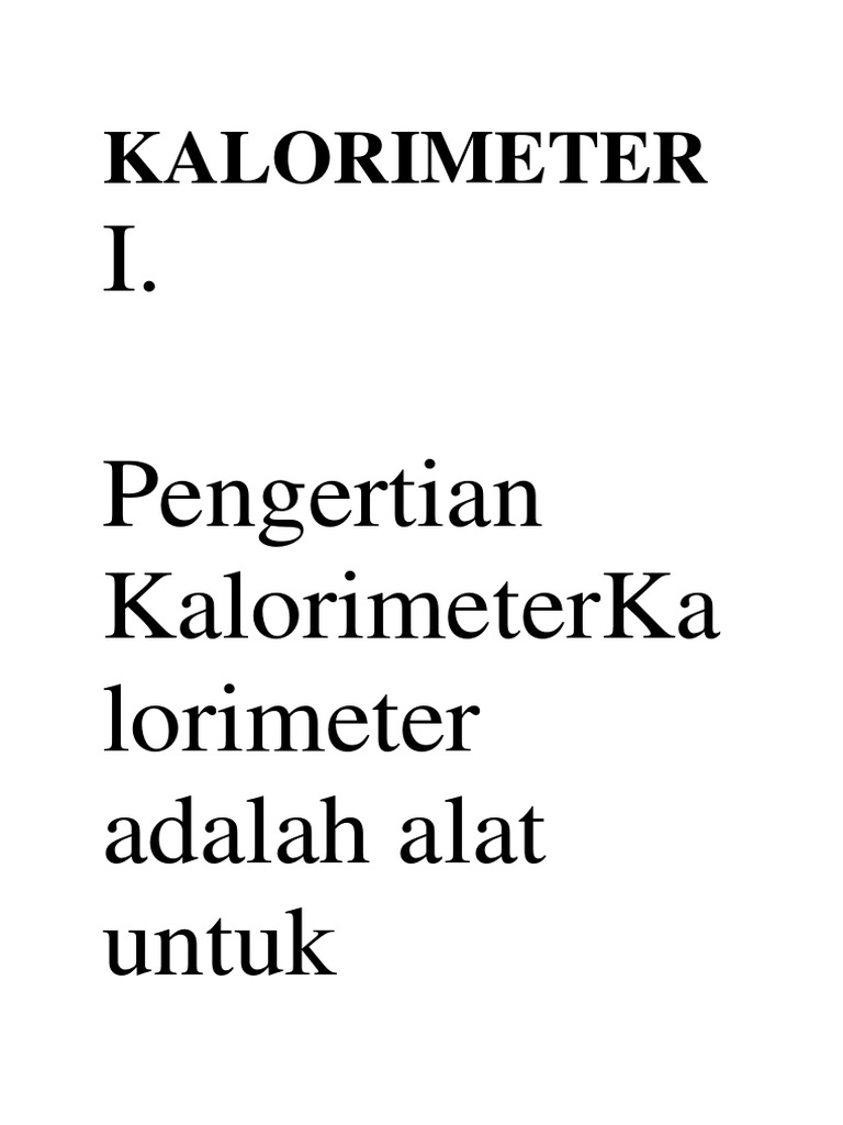 Kalorimeter Sederhana | PDF