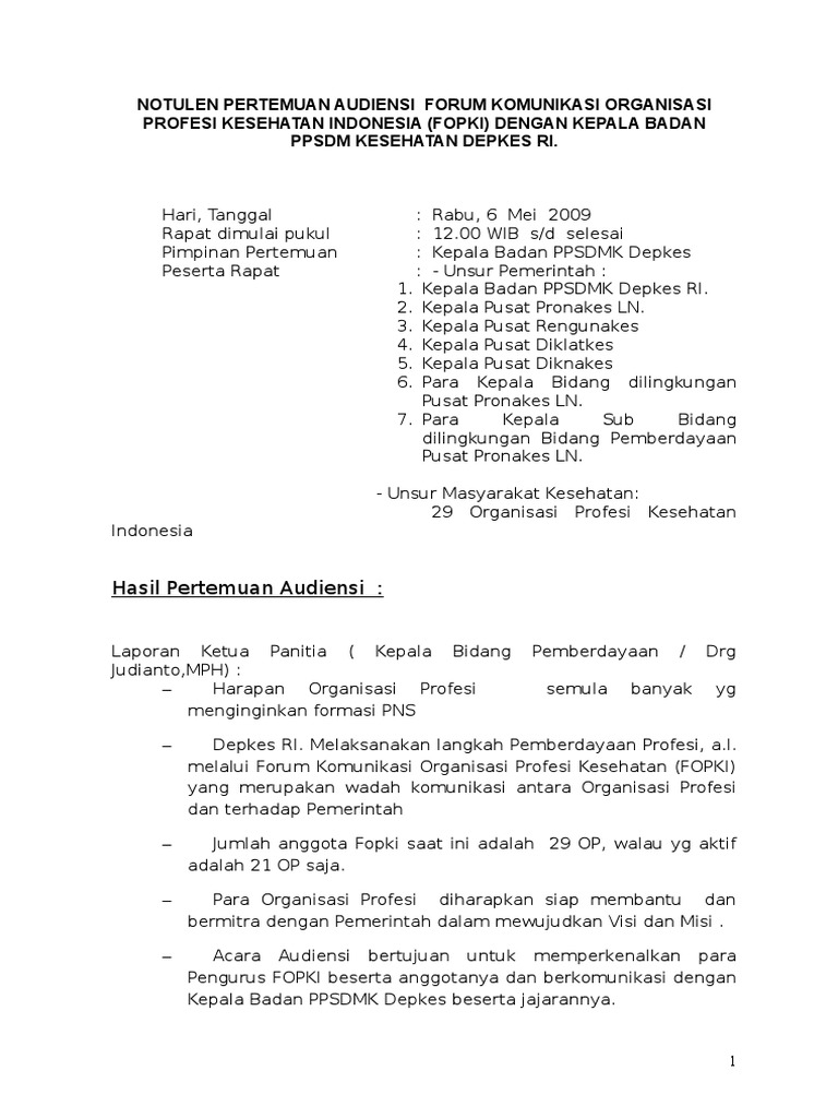 Contoh Notulen Forum Forum Kominikasi | PDF