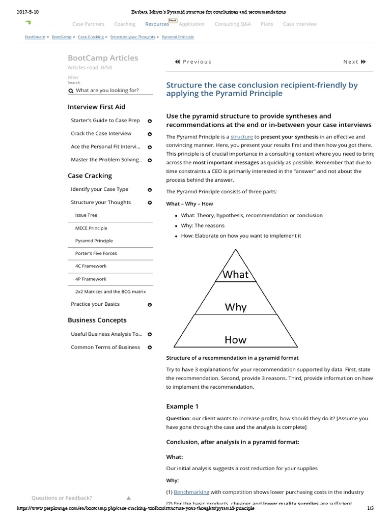 Barbara Minto's Pyramid Structure For Conclusions and Recommendations ...