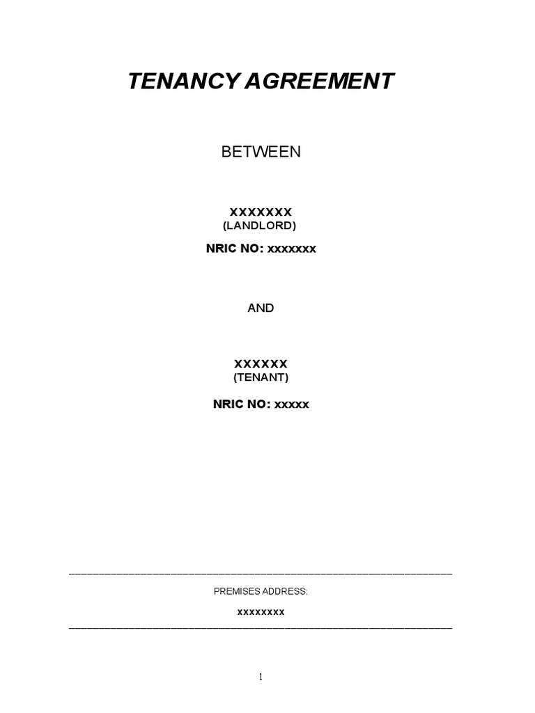 Tenancy Agreement (Draft) 2 | PDF | Leasehold Estate | Landlord