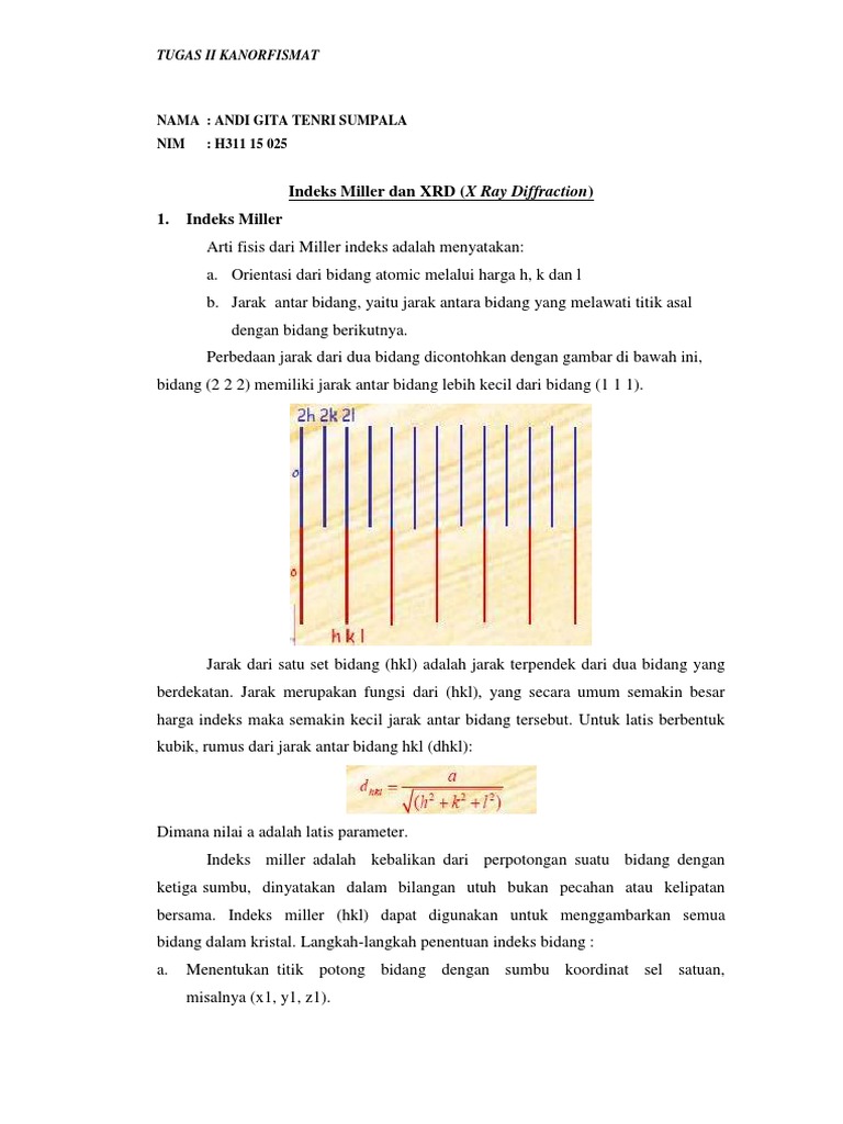 TUGAS 2 Indeks Miller Dan XRD | PDF