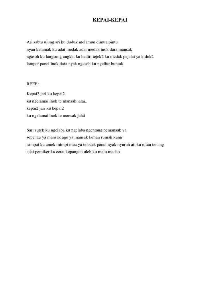 Lirik Kepai Kepai | PDF | Puisi