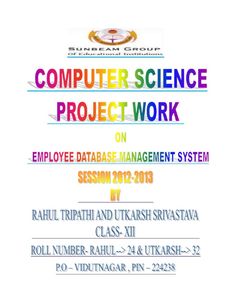 Computer Science Project Work PDF | PDF