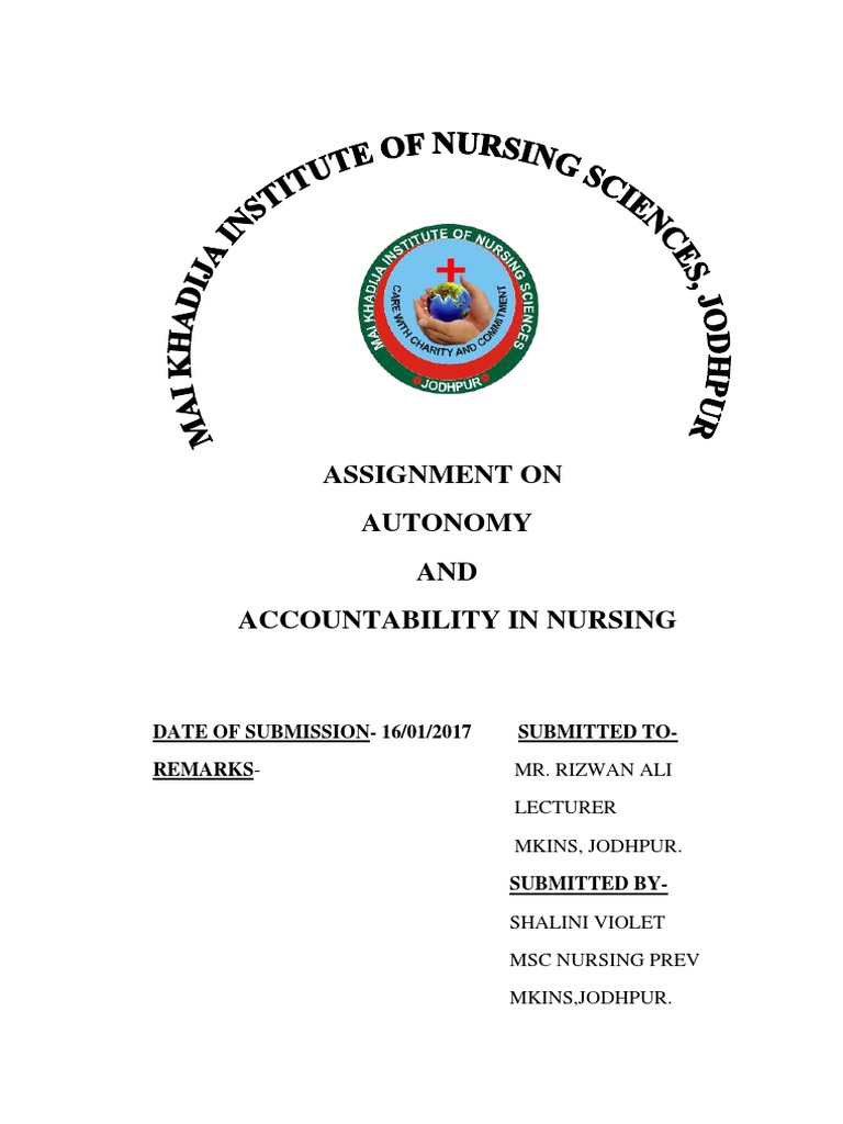 Accountability and Autonomy in Nursing: A Study of the Relationship ...