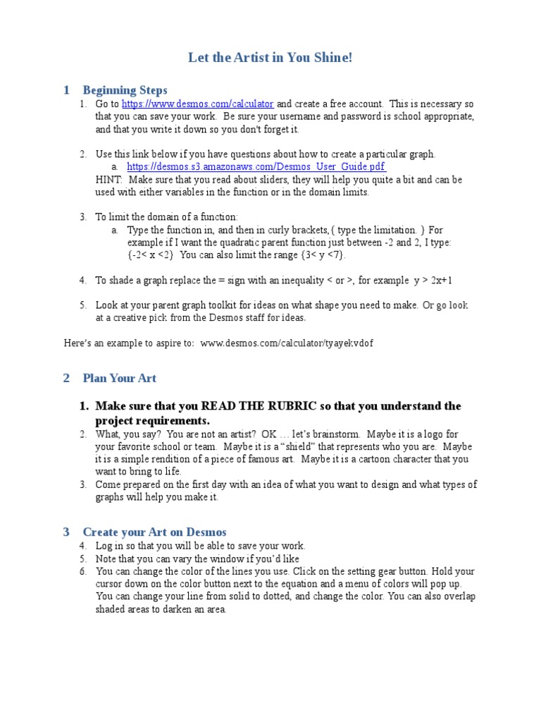 Desmos Graphing Art Project Smaller | Download Free PDF | Function ...