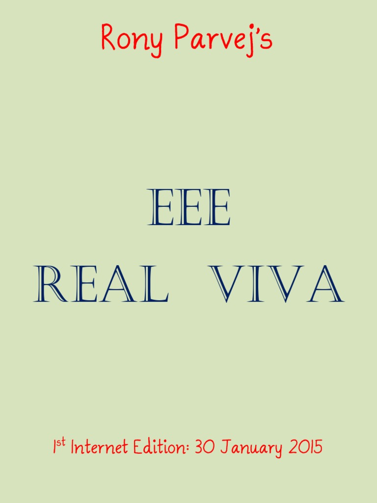 Rony Parve's EEE Real Viva - 1st Internet Edition | PDF | Transformer | Electrical Impedance