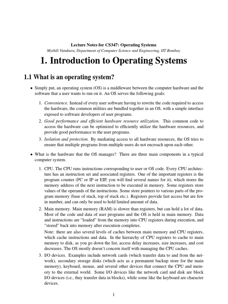 Lecture Notes On Operating System | PDF | Kernel (Operating System ...