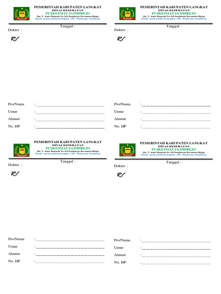 Blangko Resep Puskesmas | PDF