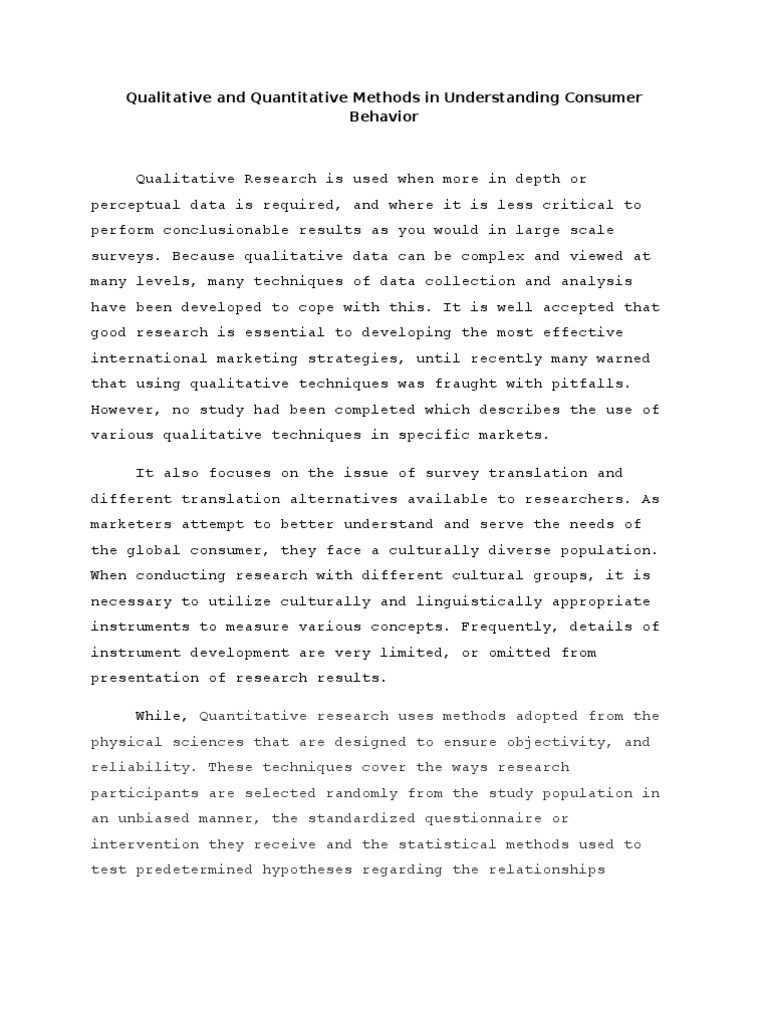 Qualitative and Quantitative Methods in Understanding Consumer Behavior ...