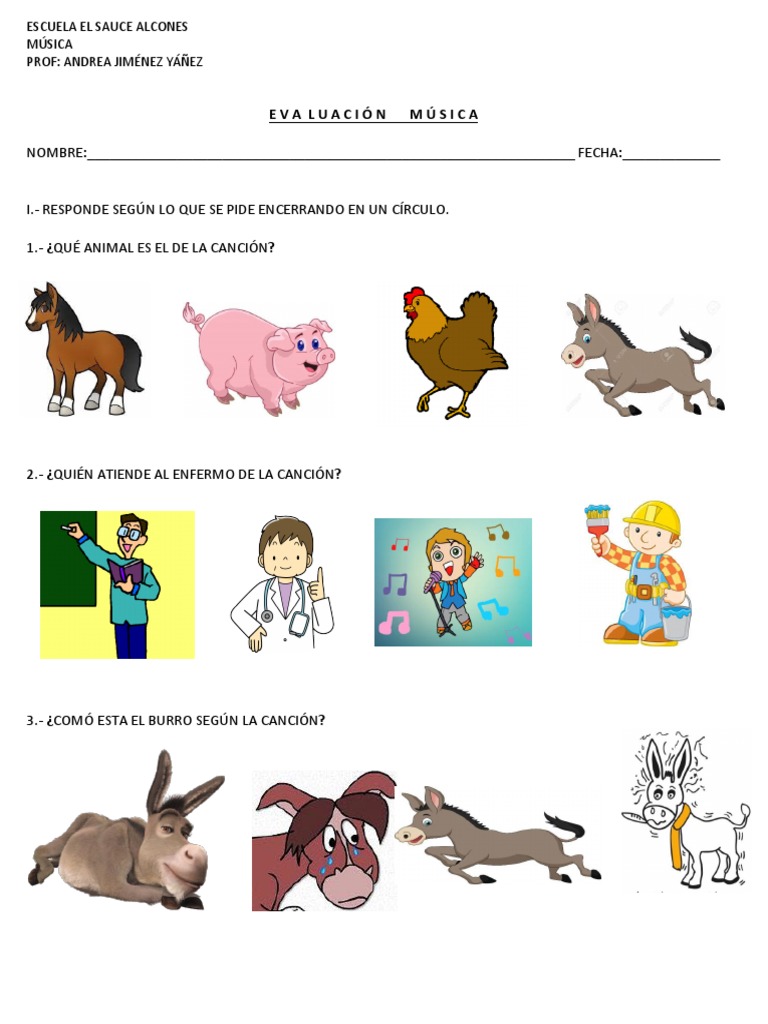 Actividades sobre "A mi burro le duele" | PDF