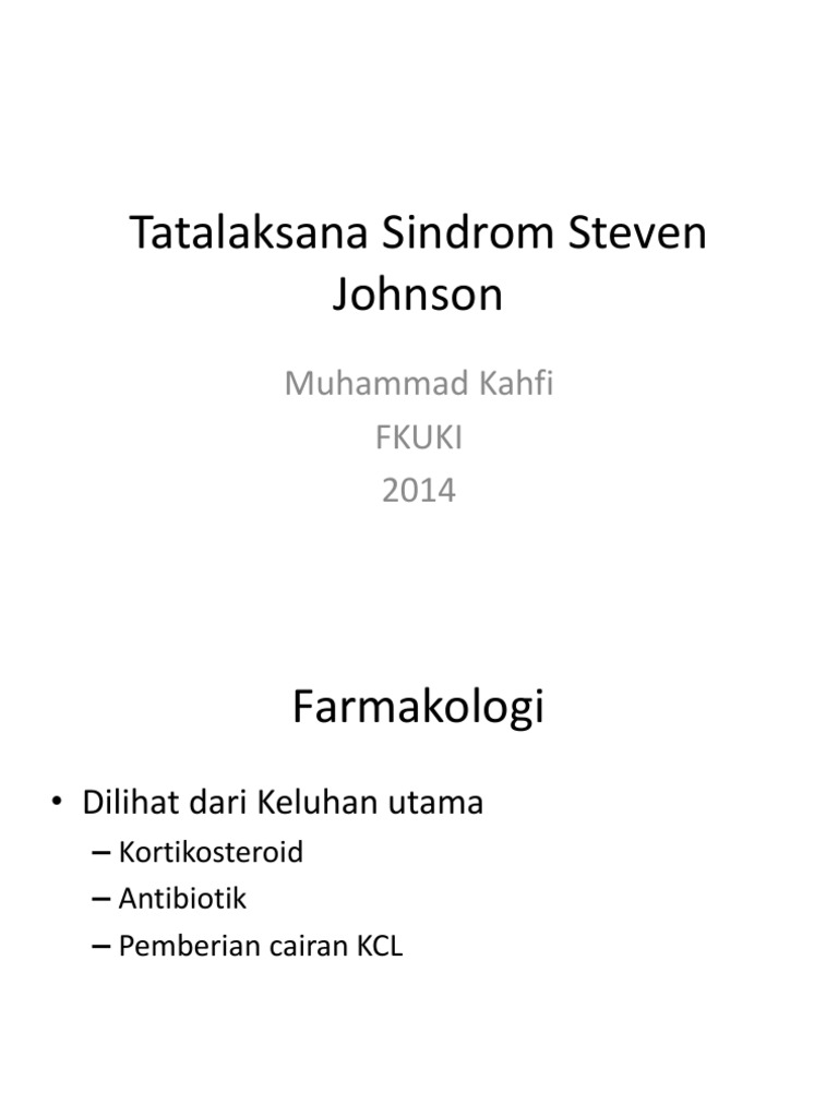 Tatalaksana Sindrom Steven Johnson | PDF