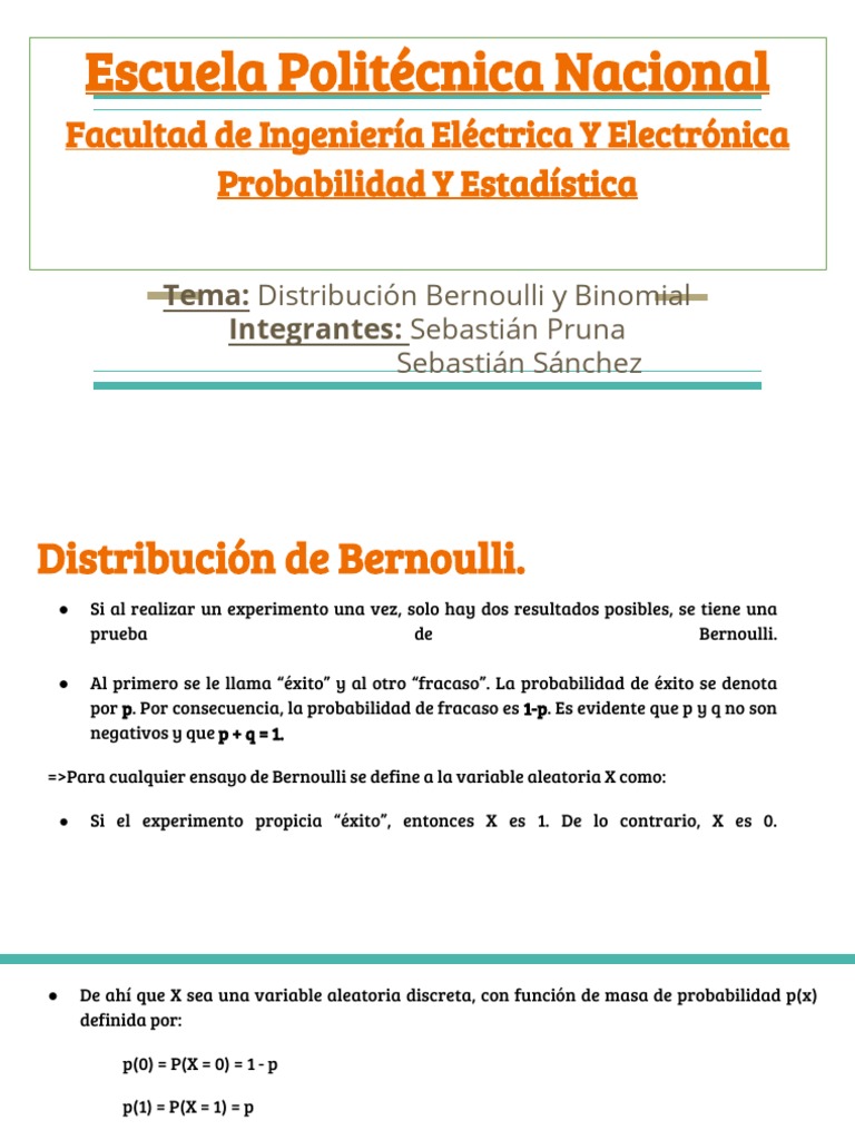 Distribución Bernoulli y Binomial Explicadas | PDF | Probabilidad ...