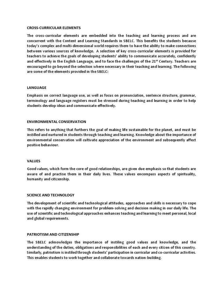 Cross Curriucular Elements | PDF | Educational Technology | Learning