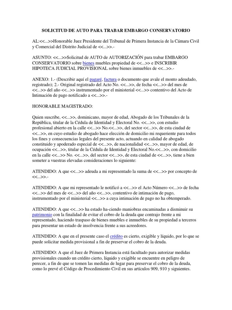 Embargo Conservatorio Completo | PDF | Pagos | República Dominicana