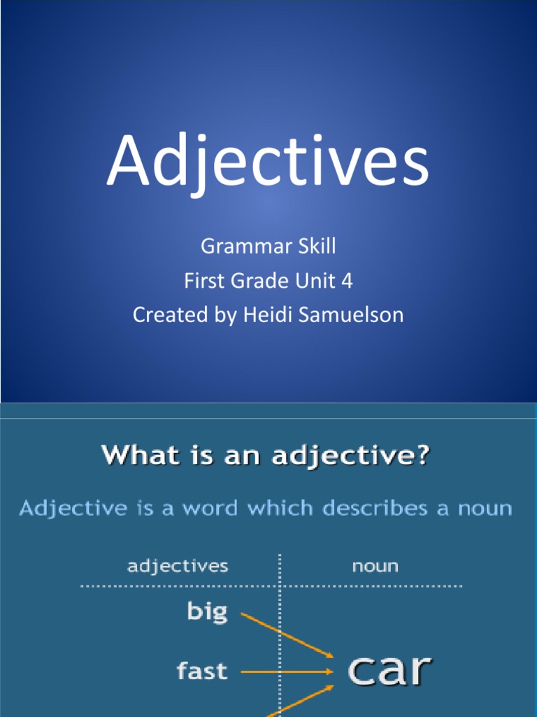Adjectives: Grammar Skill First Grade Unit 4 Created by Heidi Samuelson ...