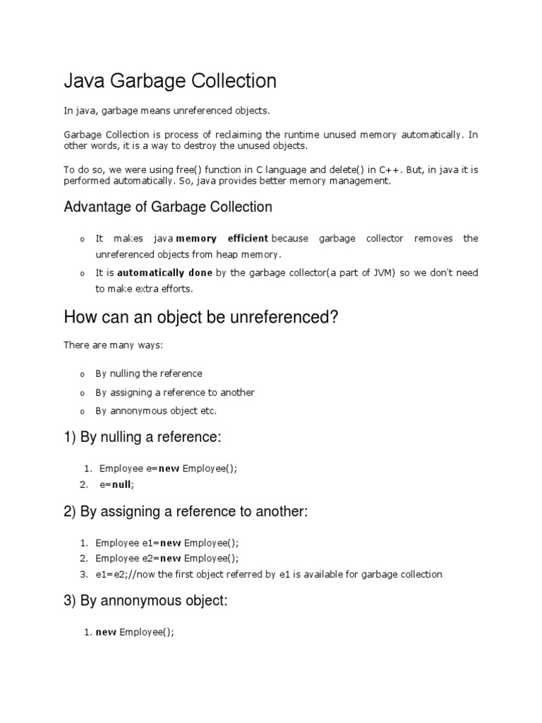 Garbage Collector | PDF | Java (Programming Language) | Computer Engineering