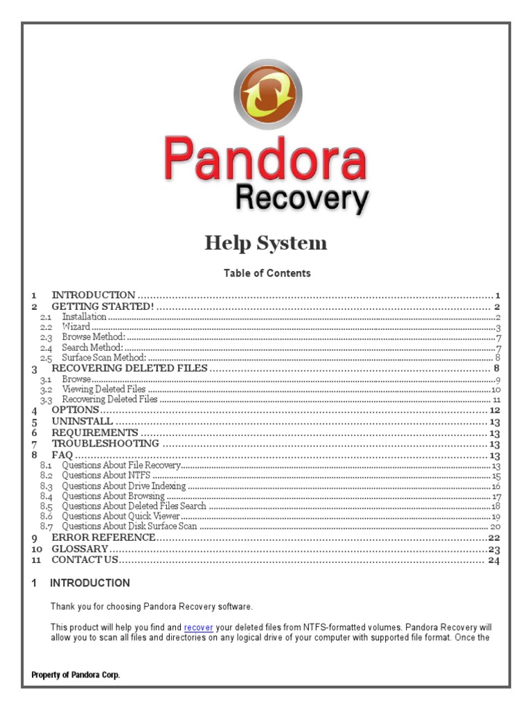 Help System: Property of Pandora Corp | PDF | File System | Computer File