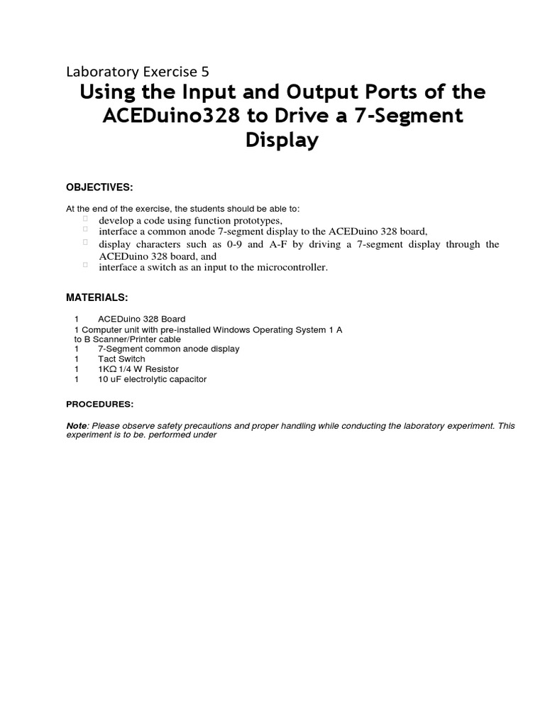 05 Laboratory Exercise 5full-Permission | PDF | Capacitor | Arduino
