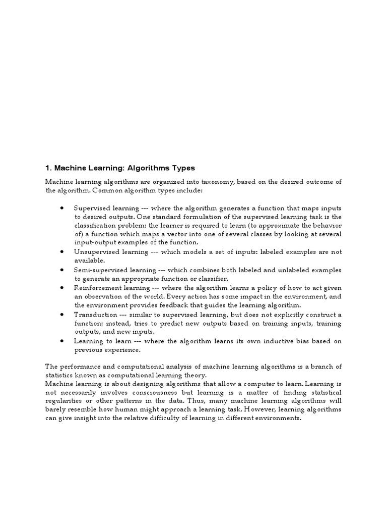 Different Adv Algorithms For Machine Learning | PDF | Statistical Classification | Machine Learning