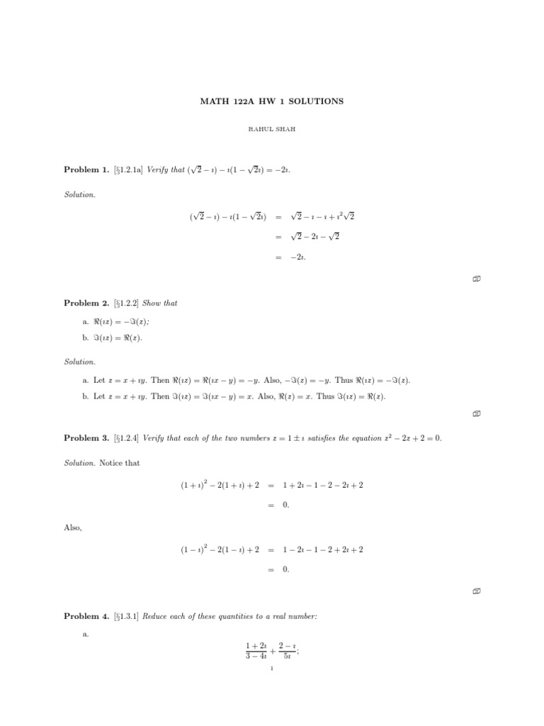 HW1solutions PDF | PDF | Equations | Algebra