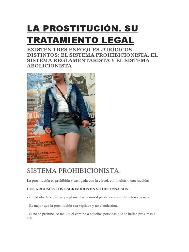 La Prostitución. Su Tratamiento Legal: Sistema Prohibicionista ...