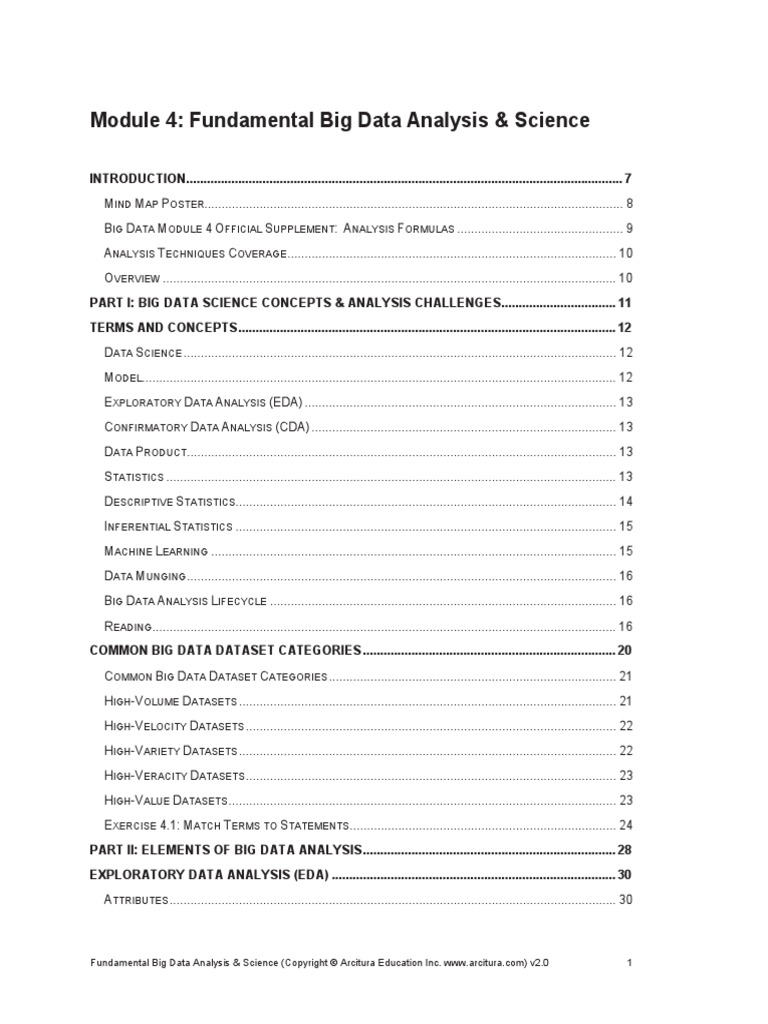 Big Data Module 4 - Print-Ready Workbook (Letter) | PDF | Data Analysis | Statistics
