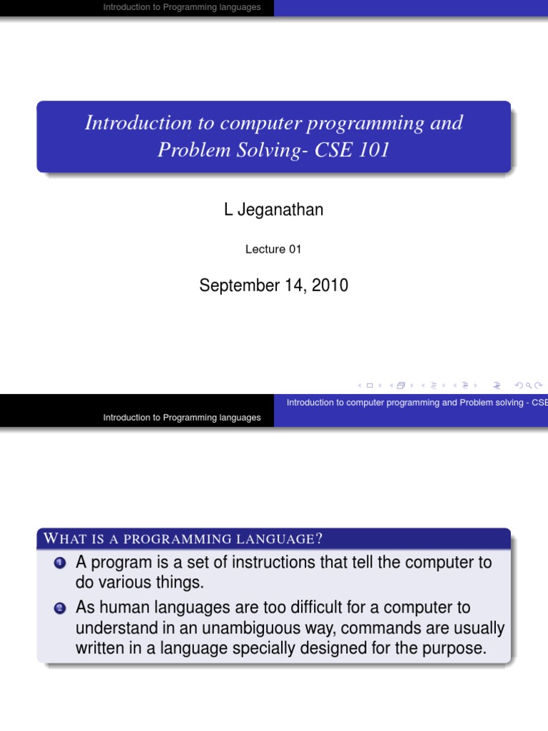 Introduction To Computer Programming and Problem Solving-CSE 101 | PDF ...
