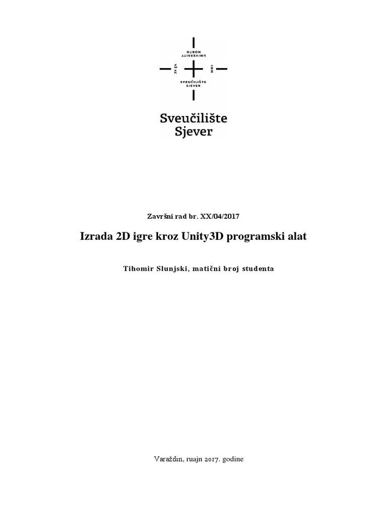 Izrada 2D Igre Kroz Unity 3D Programski Alat Gotovo | PDF