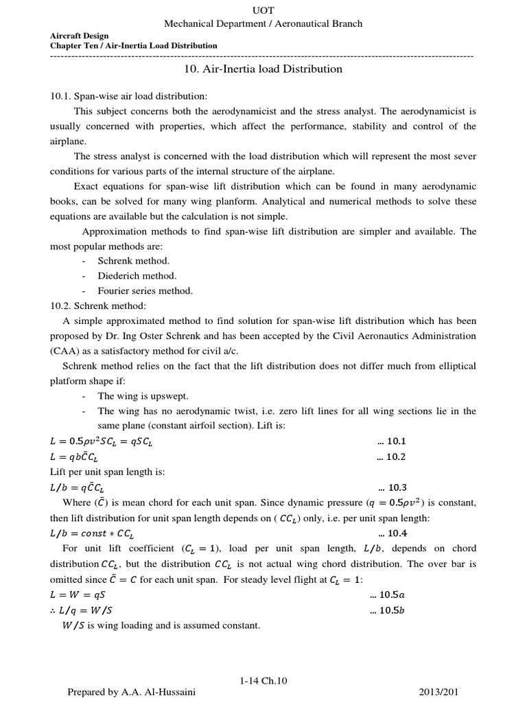 Span-wise Lift Distribution Methods | PDF | Lift (Force) | Flight