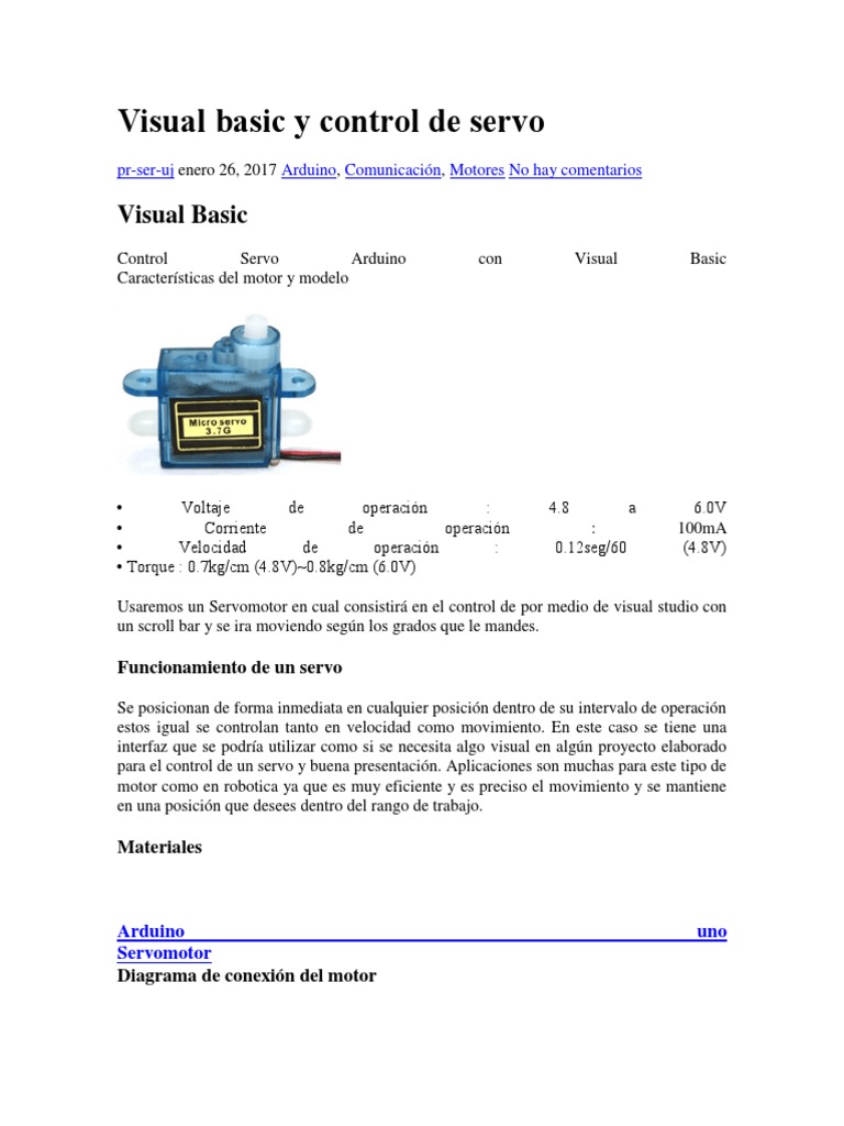 Visual Basic y Control de Servo | PDF | Arduino | Básico