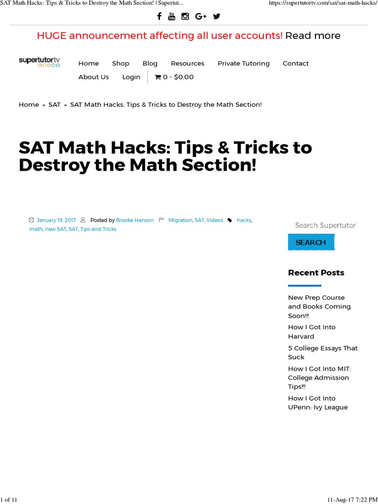 Sat Hacks Tips | PDF | Sat | Exponentiation