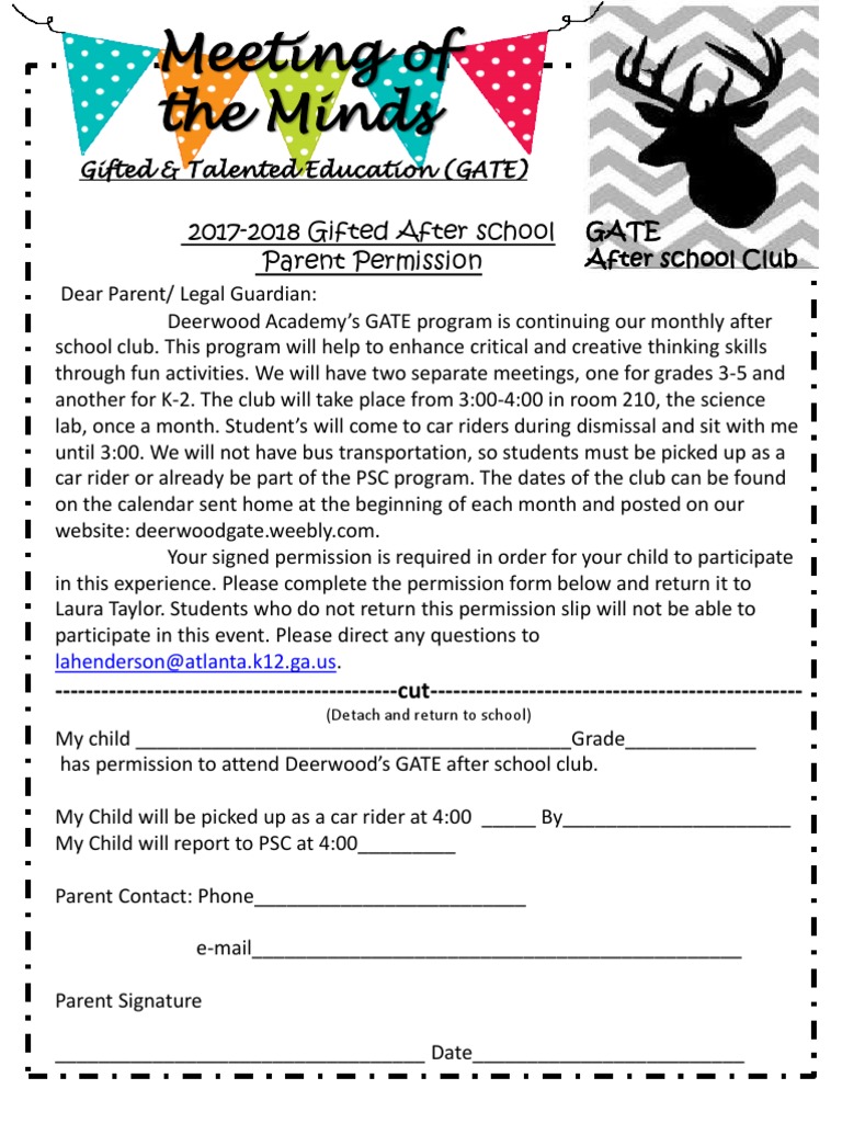 GATE After School Club Permission Form | PDF