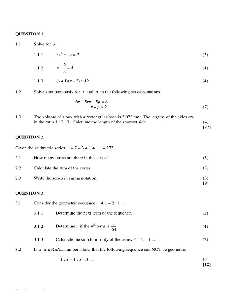 Mathematics Paper 1 Exam Practice | Download Free PDF | Interest | Loans