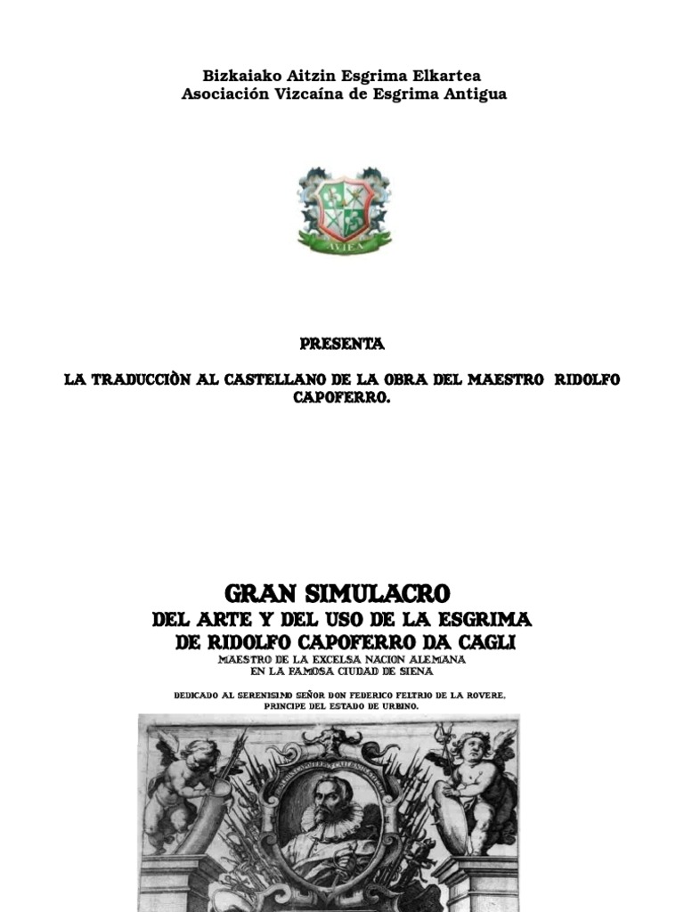Traducción de Capoferro sobre esgrima | PDF | Esgrima | Movimiento (física)