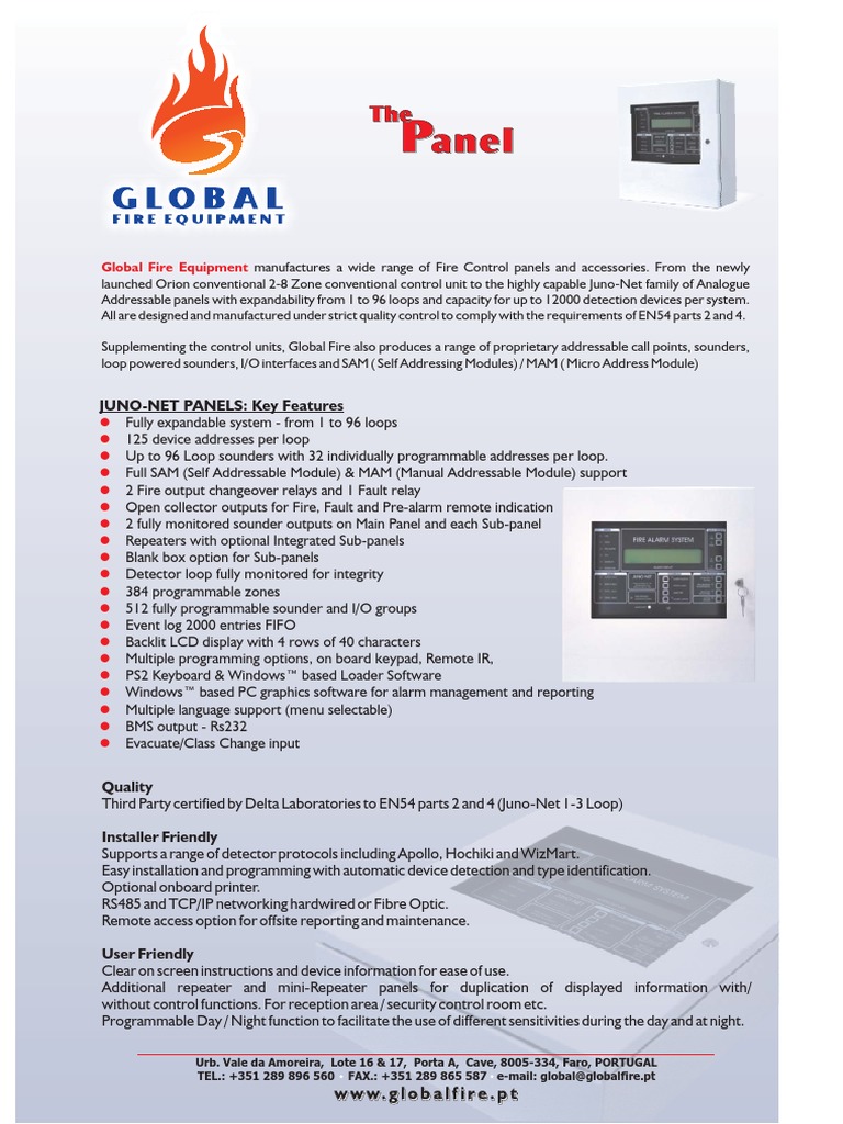JUNO-NET PANELS: Key Features: Global Fire Equipment | PDF | Input ...