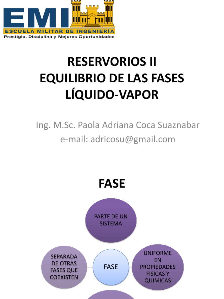 Reservorios II Equilibrio de Fases Liquido Vapor | PDF | Gases | Petróleo