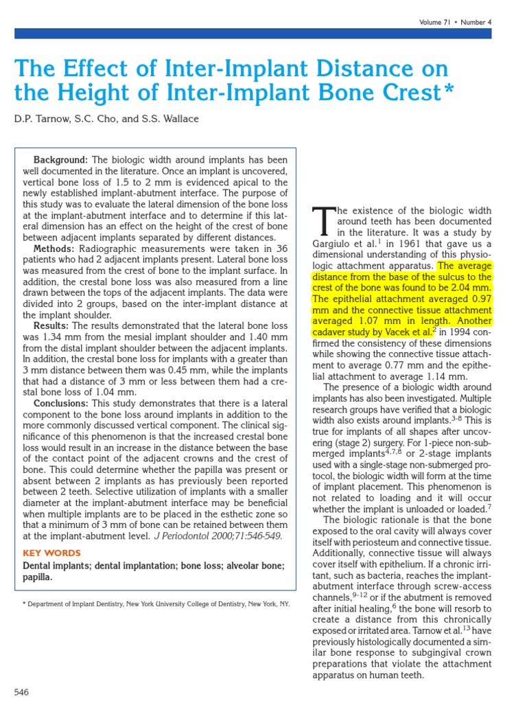 The Effect of Inter-Implant Distance On The Height of Inter-Implant ...