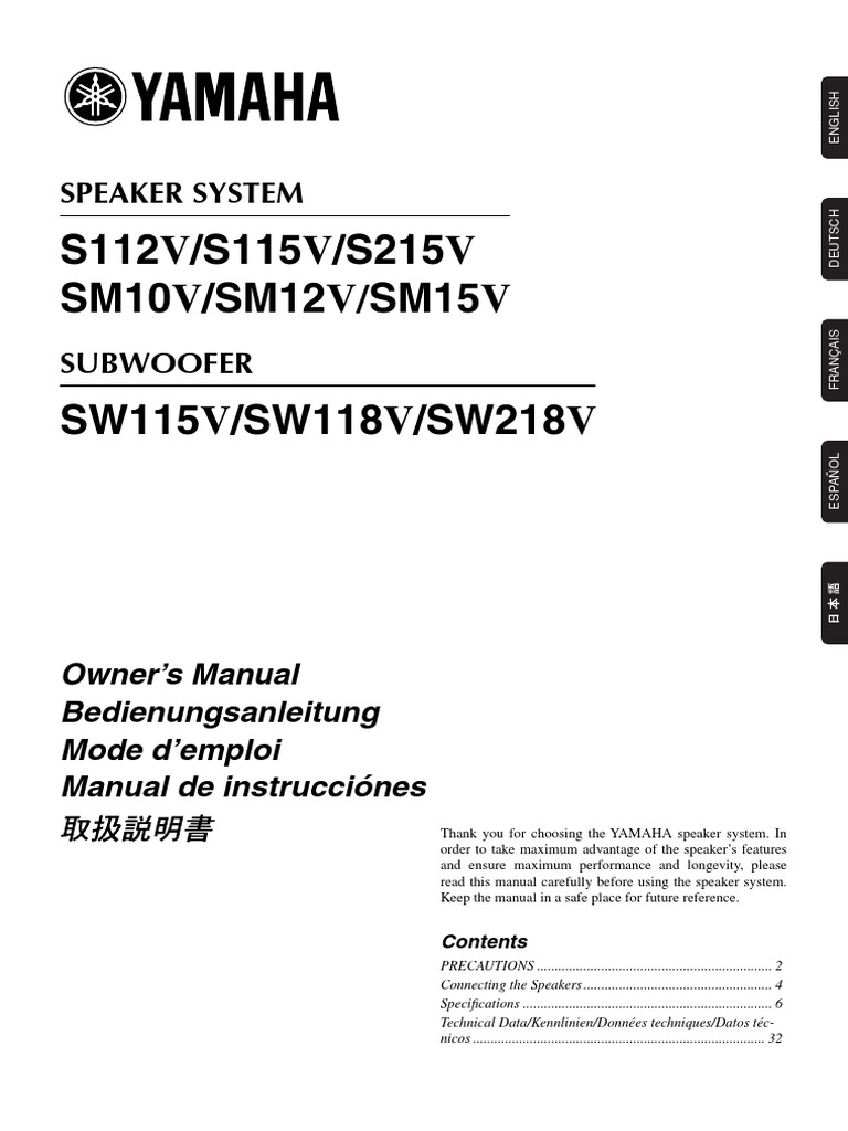 S115V Specifications | PDF | Loudspeaker | Amplifier