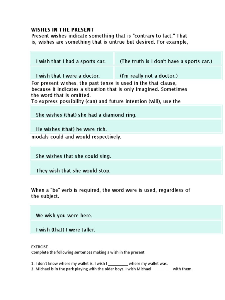Wishes in The Present | PDF