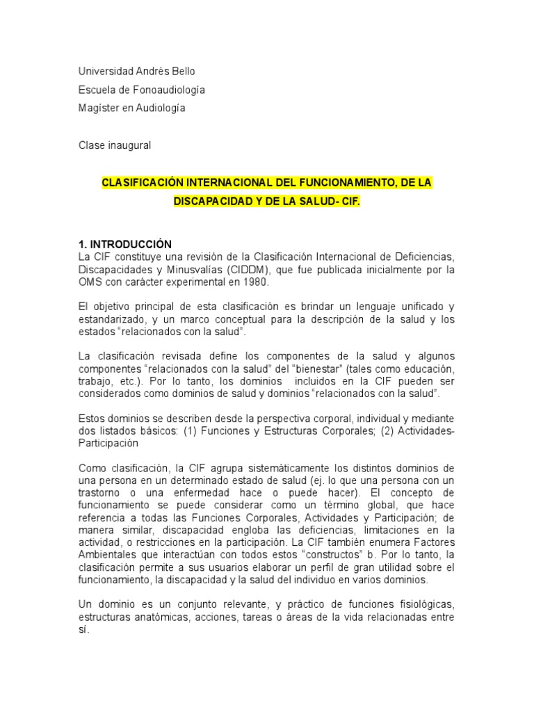 CIF, Resumen | PDF | Invalidez | Sociedad