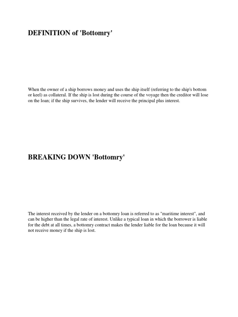DEFINITION of Bottomry | PDF